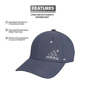 adidas Men's Release 3 Structured Stretch Fit Cap, Onix Grey/Light Onix Grey/White, Large-X-Large