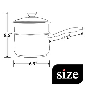 DERUI CREATION Stainless Steel Saucepan 16cm | 1.5 Quart with Steamer Basket and Glass Lid Milk Pan Steamer Pot Soup Pot Small Pot Induction Safe