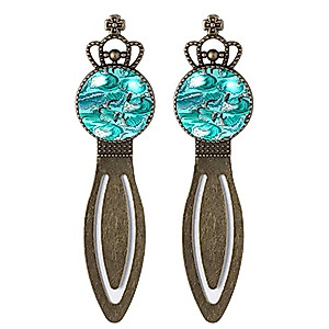 Stainless Steel Crown Bookmarks for Men Women, 2 Packs Reading Book Page Insert, Page Marker for Book Lover Seagull Wave Sea