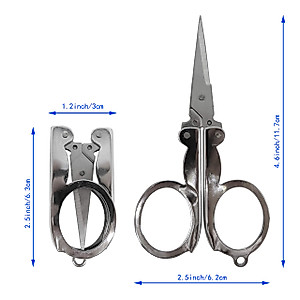 Ouyatoyu 12pcs Stainless Steel Folding Pocket Portable Foldable Mini Travel Scissors Small Scissors Paper Thread Snips Craft Cutter Pointy Sewing Yarn Cutter, Fold Up Scissors