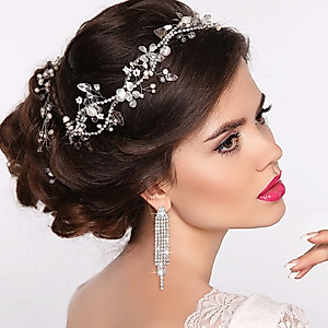 Sureio 6 Pairs Long Earrings Silver Chandelier Tassel Dangle Earrings for Women Wedding Prom Party Jewelry Fringe Rhinestone Earrings Boho Tassel Drop Dangle Crystal Earrings(Delicate Style)