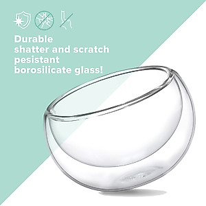 Kitchables Glass Tea Cups, Durable Insulated Cups for Hot Tea, Borosilicate Glass Mug, Fancy Tea Cups (2.5oz, Set of 4)