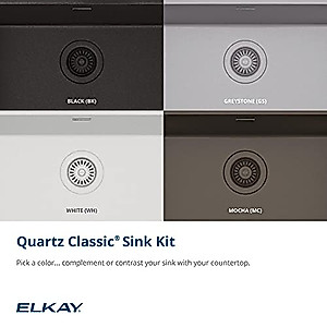 Elkay Quartz Classic ELGHU3322RGS0C 33" x 22" x 10", Offset 60/40 Double Bowl Undermount Sink Kit with Aqua Divide, Greystone