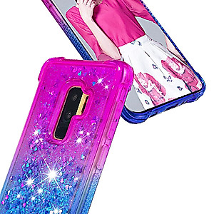 ONV Silicone Case Compatible with Samsung Galaxy S9 Plus - Shinny Color Phone Case Shock Absorb with Flow Sand Bumper Anti-Drop Soft Ultra Shell for Samsung Galaxy S9 Plus Cover TPU [JB] - P&Blue