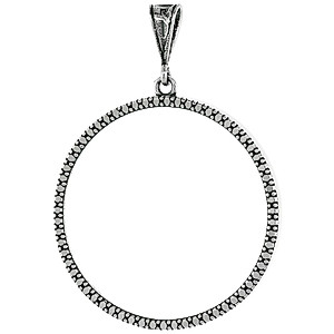 Sterling Silver Dollar Bezel 38 mm Coins Prong Back Illusion Edge Mexican Olympic One Dollar Coin NOT Included