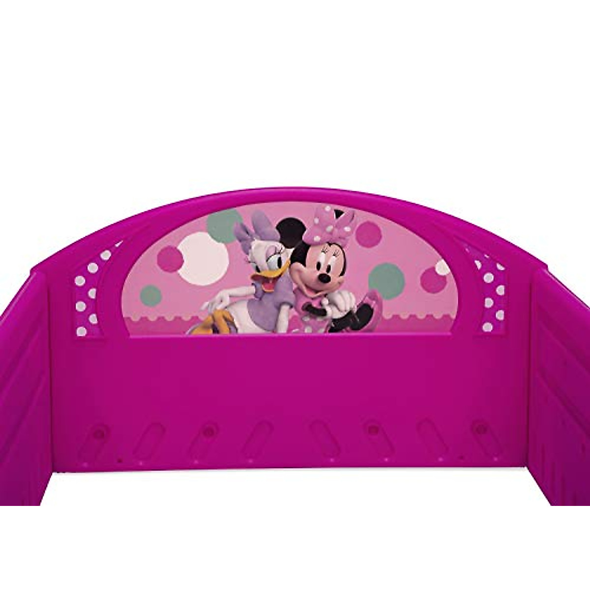 Delta Children Disney Minnie Mouse Plastic Sleep and Play Toddler Bed with Attached Guardrails