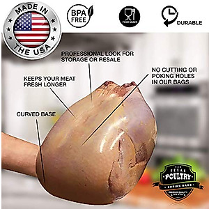 Poultry Shrink Bags - 100 Clear 10" x 16" for Whole Chickens or Rabbits w/ 100 zip ties included / 2.5 Mil Freezer Safe Commercial Grade BPA BPS Free