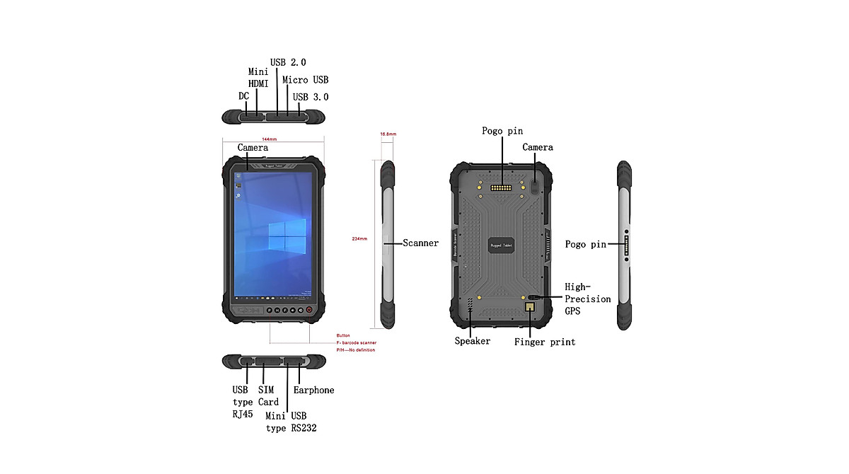 Sincoole 8-inch Windows Rugged Tablet,RAM/ROM 4GB+64GB with NFC and ...