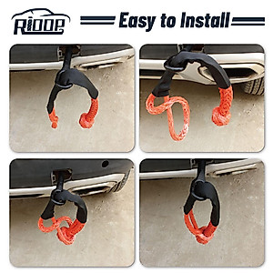 RIOOP 2 Pcs Soft Shackle 1/2 Inch X 24 Inch Synthetic Soft Shackle Recovery Kit 55000lbs Breaking Strength Off Road Towing Shackles for ATV, SUV, Trucks,4x4(Orange)