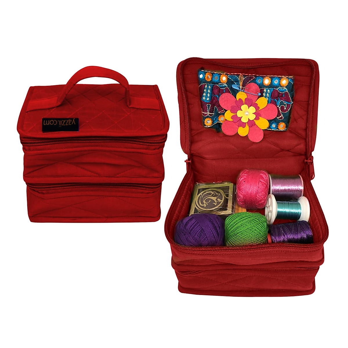 Yazzii Double Petite Craft Organizer Bag - Portable Storage Bag Organizer - Multipurpose Storage Organizer for Crafts, Toiletries, Medication, Cosmetics & Jewelry