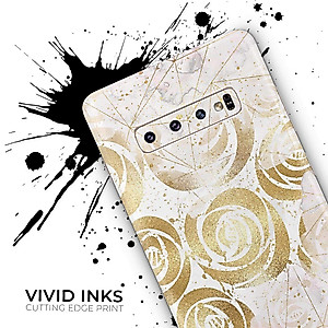 DesignSkinz Karamfila Watercolor & Gold V14 Protective Vinyl Decal Wrap Skin Cover Compatible with The Samsung Galaxy S20 (Screen Trim & Back Glass Skin)