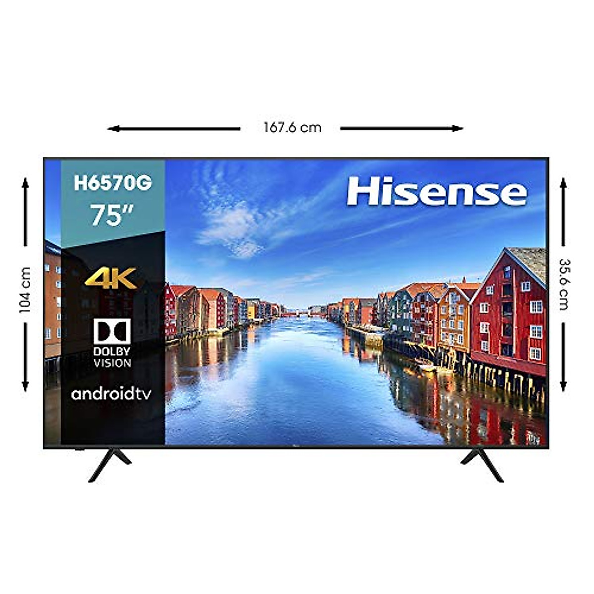 Hisense 75-Inch Class H6570G 4K Ultra HD Android Smart TV with Alexa Compatibility (75H6570G, 2020 Model)