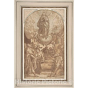 Historic Pictoric Art Print : Cesare Nebbia - The Assumption of The Virgin : Vintage Wall Décor : 16in x 24in