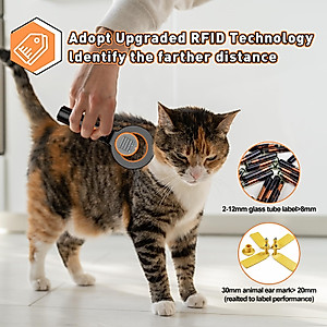 Symcode Pet Microchip Scanner RFID EMID Micro Chip Reader Scanner with 1.44IN TFT Display 134.2kHz 125kHz 15 Digits Pet Chip ID Scanner with Delete History Data Function