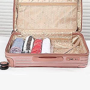 SMLJFO 5pcs Compression Bags for Travel Double Zipper Hand Roll Up Space Saver Bags Reusable Vacuum Sealed Bags for Clothes No Pump or Vacuum Needed for Clothes, Comforters, Blankets, Bedding