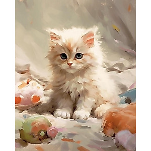 Cross-Stitch Stamped Kits, Loves Wagging Its Tail Cat, Cross Kits for Adults, Easy Counted Cross Kits for Beginners,16x20inch