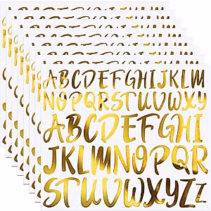 TaoBary 8 Sheets Alphabet Stickers Self Adhesive Vinyl Letter Stickers Calligraphy Letter Stickers for Mailbox, Signs, Window, Door, Cars, Trucks, Home, Business, Address Number(Gold,1'', 1.5'')