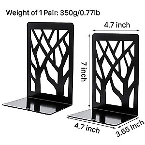 Metal Bookends for Heavy Books - Book Ends, Bookends for Shelves, Bookend Supports on Office Desk, Book Shelf Holder Home Decorative, Bookend Supports, Book Stoppers (Black-1pair)