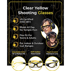 TradeSmart All-in-One Gun Range Safety Duo Kit, Yellow & Pink Ear and Eye Protection Kit for Men & Women, U.S. Certified