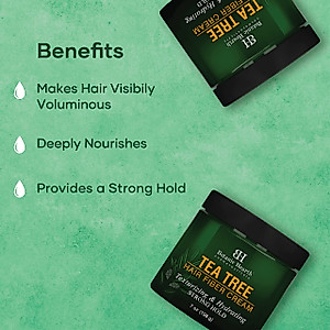 Botanic Hearth Tea Tree Hair Cream - Hair Fibers for Thinning, Styling, Texturizing & Hydrating Hair - Strong Hold & Sulfate Free - for Men and Women - All Hair Types - Made in USA - 7 oz