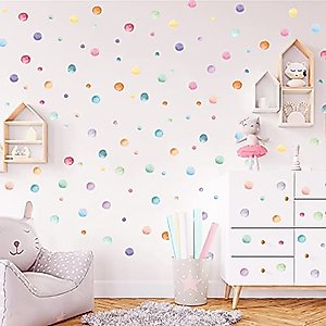 123 Pcs Pastel Polka Dots Wall Stickers, Colorful Round Wall Decal, Peel and Stick Rainbow Wall Stickers, Multicolor Circle Window Clings Decoration for Nursery Wallpaper Kids Bedroom Classroom Wall Decor