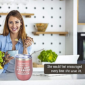 Sqeffort Valentine's Day Gifts for Women, Tumbler Christmas Birthday Gift for Wife Sister Girlfriend Friend Lover, Socks, Bottle Opener Stopper, Loofah Sponge, Greeting Card (Rose Gold)