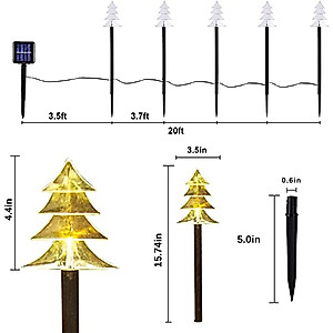 Christmas Solar Stake Lights Set of 5, Waterproof Pathway Lights for Xmas Outdoor Yard, Garden, Patio, Walkway Decoration (Tree)