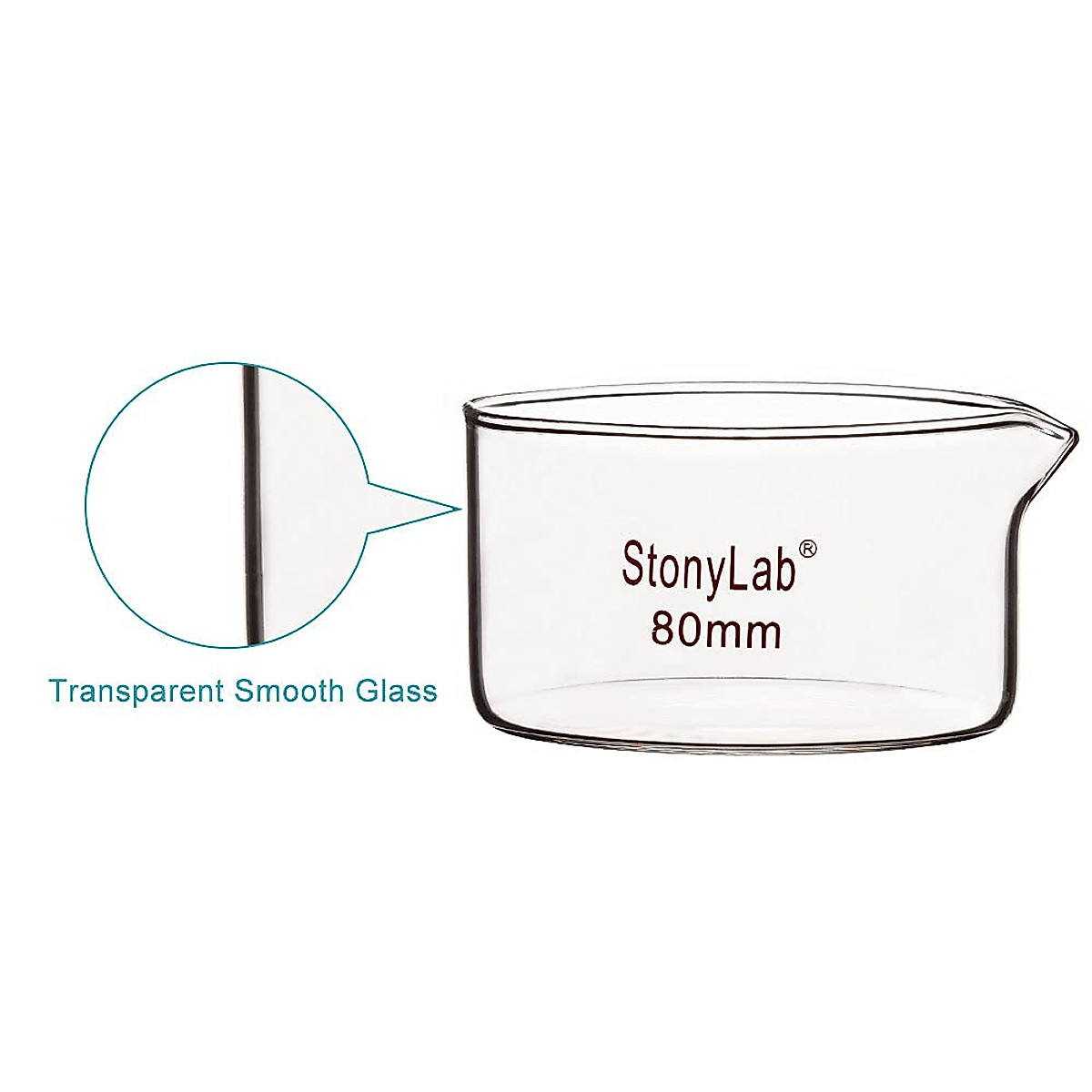 stonylab Crystallizing Dish with Spout and Heavy-Duty Rim, Borosilicate Glass Reusable Crystallizing Dishes for Crystallization and Evaporation, 300ml Capacity OD 100mm