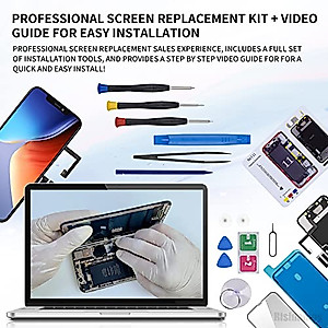 for iPhone 11 Screen Replacement 6.1” with Ear Speaker and Sensor Kit Full Assembly, 3D Touch LCD Display Digitizer Fix Tools with Magnetic Screw Mat Front Earpiece Repair HD Glass A2111, A2223, A2221