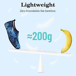 Aqua Socks Beach Water Shoes Barefoot Yoga Socks Quick-Dry Surf Pool Swim Shoes for Women Men(Blue Leaves,12.5/13 Women,10.5/11.5 Men,44/45 EU)