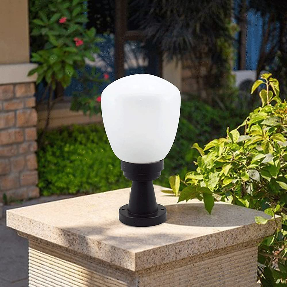 WANQINV Simple Acrylic Pillar Lanterns Outdoor Waterproof Pillar Lights PS Plastic Material Post Light Villa Landscape Lantern Home Door Street Lamp Garden Decorative Column Lamps (White)