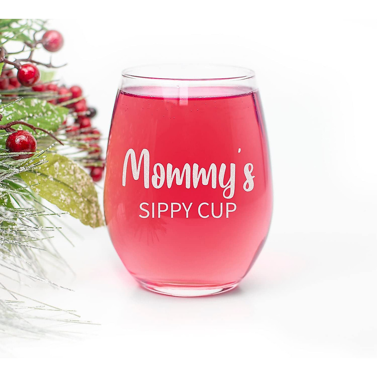 HTDesigns Mommy's Sippy Cup Stemless Wine Glass - Mother's Day Gift Mommy Wine Gift - First Time Mommy New Mommy Gift - Mommy Wine Glass