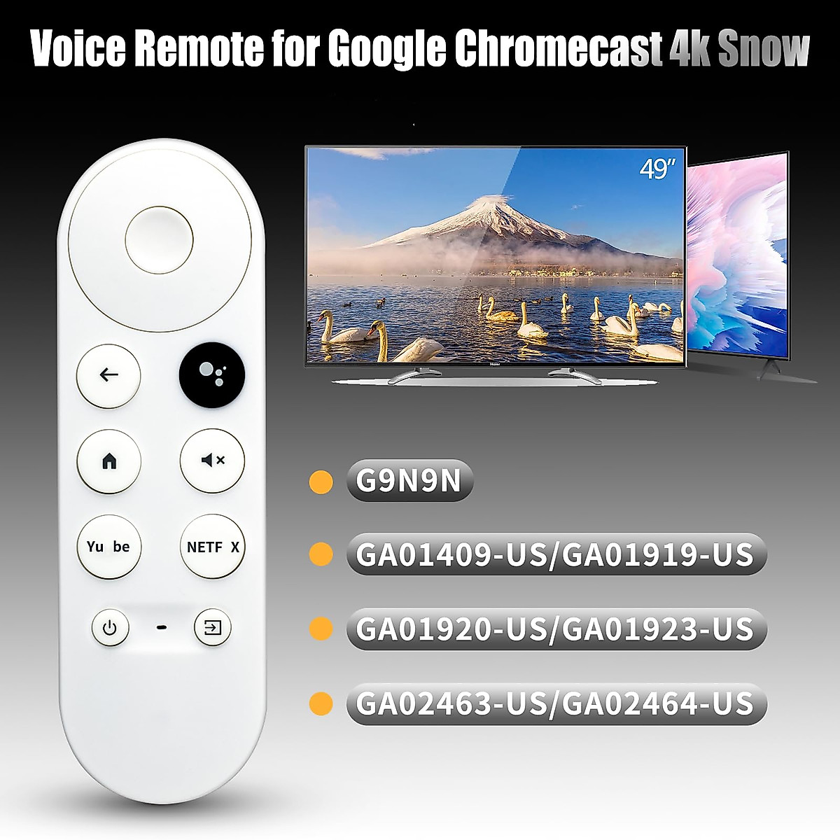 New Universal Remote Control Compatible with Google Chromecast 4k Snow(Remote Control ONLY), Voice Remote Control for G9N9N/GA01409-US/GA01919-US/GA01920-US/GA01923-US/GA02463-US/GA02464-US