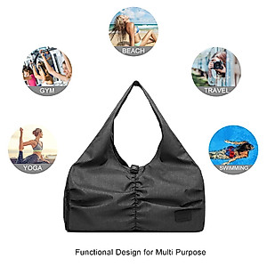 Y.U.M.C. Travel Yoga Gym Bag for Women, Carrying Workout Gear, Makeup, and Accessories, Shoe Compartment and Wet Dry Storage Pockets(Large,Black)