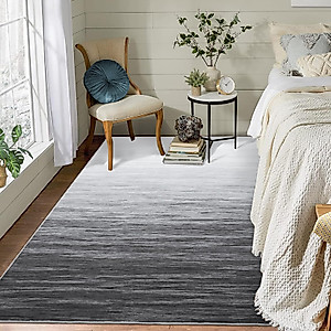 Zacoo Area Rugs 9x12 Living Room Machine Washable Rugs Grey Ombre Rug Throw Rugs Non Slip Rugs for Bedroom Soft Rug with Rubber Backing Stain Resistant Carpet Large Rug 9'x12' Grey