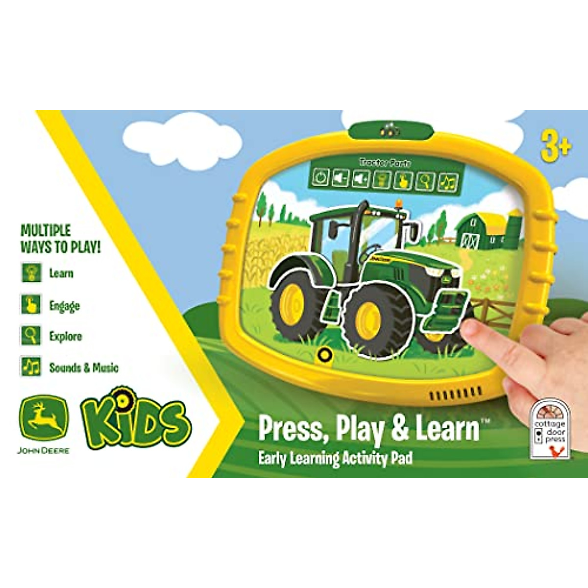 John Deere Kids Early Learning Activity Tablet - Read, Play, Press & Learn Electronic Activity Pad Reader With Removable Cards for Toddlers, ... & Answer Activity Desk (Press, Play & Learn)