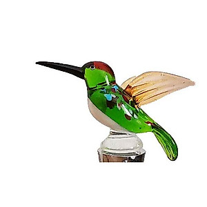 Stainless Steel Wine Bottle Stopper with Hand Made Glass Figurine (Hummingbird)