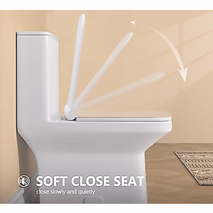 One Piece Toilet, DeerValley DV-1F0071 Modern Elongated Toilet Power Dual Flush 1.1/1.6 GPF Toilet for Bathroom 12" Rough in Rectangular Bowl, 1000g MaP