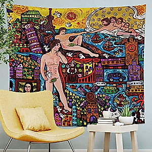 Beautiful Europe Painting Tapestry Wall Hanging Colorful European landmarks oil painting Wall Tapestry for Bedroom Home Wall Décor (51.2x59.1 Inches, 130x150 cm)