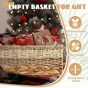 Suzile 4 Pcs Wicker Storage Basket Water Hyacinth Seagrass Woven Baskets for Organizing Square Wicker Storage Cubes with Handles Natural Organizer Baskets Pack for Shelves Bedroom, 12 x 8 x 6.3 Inch