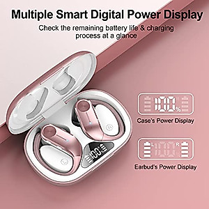 hadbleng Wireless Earbuds Bluetooth 5.3 Headphones 48Hrs Playtime Sports Earhooks Over Ear Earphones with LED Display, IPX7 Waterproof Built-in Mic Headset for Workout, Running, Gym