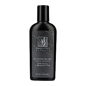 Absolutely Natural - Platinum Dark Tanning Oil - Organic Suntan Lotion with Bronzer for Outdoors & Massages - Rose Hips & Aloe - 6 Oz