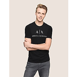 A|X ARMANI EXCHANGE mens Classic Crew Logo Tee T Shirt, Black, Small US