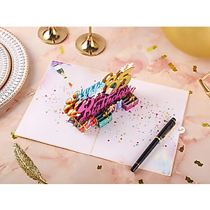 Liif Happy 85th Birthday Pop Up Card, 85 Birthday Card For Women, Men, Mom, Dad - Balloon, Celebration - With Message Note & Envelop - Size 8 x 6 Inch