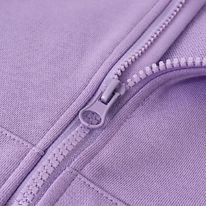 Spring&Gege Youth Solid Full Zipper Hoodies Soft Kids Hooded Sweatshirt for Boys and Girls, Lavender, Size 9-10 Years