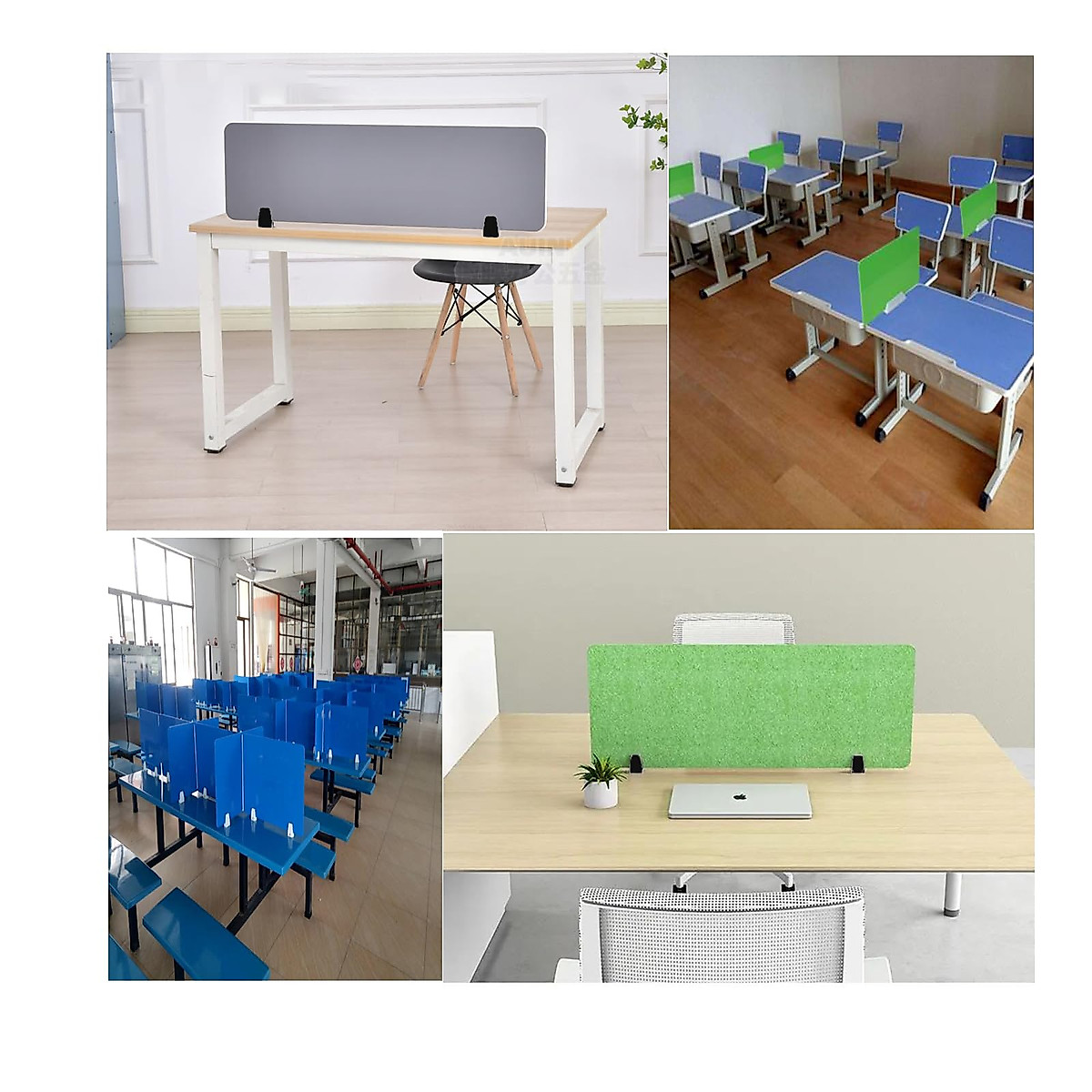 JSFURN Sneeze Guard Support Clamps 4 pcs, Adjustable Office Partition Clamp, Acrylic Desk Divider Clamps, Plexiglass Partition Clips, Aluminum Privacy Panel Clips, Punch-Free Partition Clips (Black)