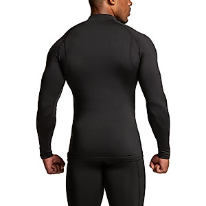 ATHLIO Men's Thermal Long Sleeve Compression Shirts, Turtle/Mock Winter Sports Base Layer, Active Running Shirt, Active Shirts 3pack Black/Black/Black, Medium