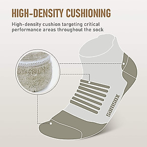SAMSOX 2-Pair Merino Wool Running Socks, Made in USA, Oatmeal M