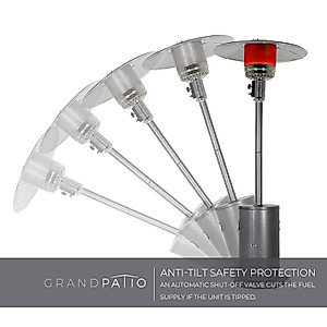 GRAND PATIO Outdoor Propane Heater with Wheels, 48,000 BTU Freestanding Mushroom 7' Powdercoated Steel LP Patio Heater with protective cover, Graphite