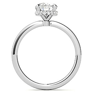 10K Solid White Gold Handmade Engagement Ring, 3 CT Oval Cut Moissanite Diamond Solitaire Bridal/Wedding Rings for Women/Her, Minimalist Ring Anniversary Ring For Gifts (7.5)